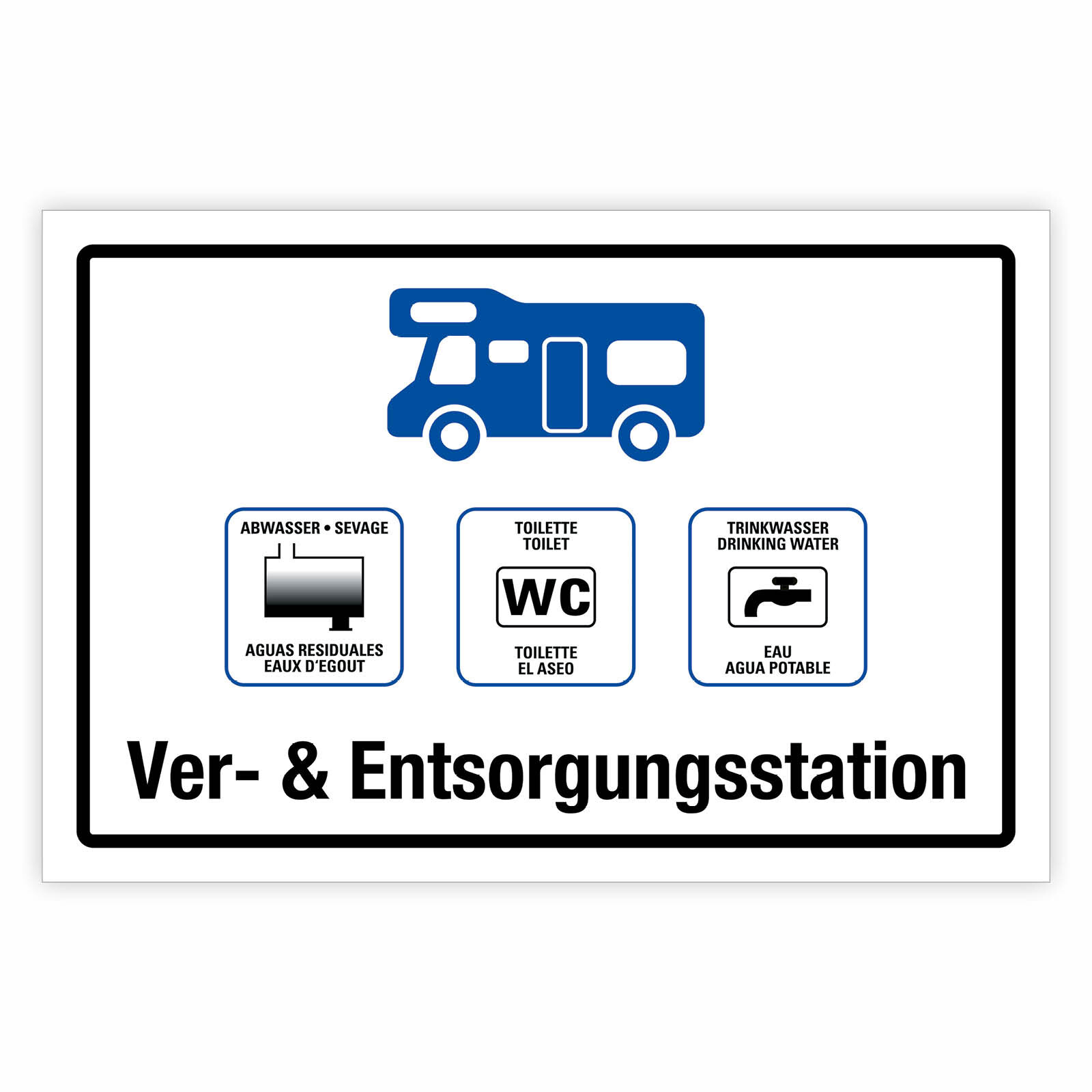 "Campingplatz Ver- und Entsorgungsstation" Schild – Hochwertiges Hinw ...